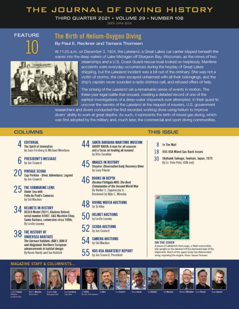 Journal of Diving History 108 - Historical Diving Society